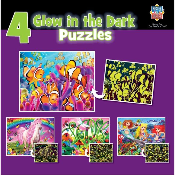 Masterpieces | Toys | Masterpieces 224 Glow In The Dark Purple Puzzles 100 Piece Pack Of 4 Kids ...